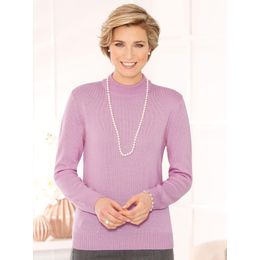 Stehkragenpullover CLASSIC "Pullover", Damen, Gr. 46, lila (orchidee), 100% Schurwolle, unifarben, Pullover Stehkragenpullover
