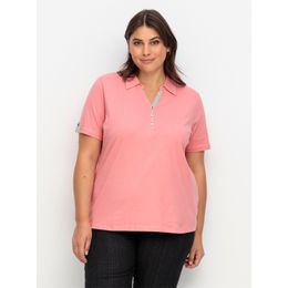 sheego Gro&szlig;e Gr&ouml;&szlig;en Poloshirt mit Kontrasten, flamingo, Gr&ouml;&szlig;e 44 - Damen