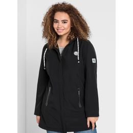 sheego Gro&szlig;e Gr&ouml;&szlig;en Softshelljacke mit Kapuze, schwarz, Gr&ouml;&szlig;e 52 - Damen