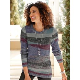 Strickpullover Casual Looks "Pullover", Damen, Gr. 48, gr&uuml;n (jade, steingrau, gemustert), 58% Polyacryl, 42% Baumwolle, gemustert, mehrfarbig, Pullover Strickpullover