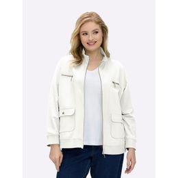 sheego Gro&szlig;e Gr&ouml;&szlig;en Shirtjacke aus reiner Baumwolle, wei&szlig;, Gr&ouml;&szlig;e 48 - Damen