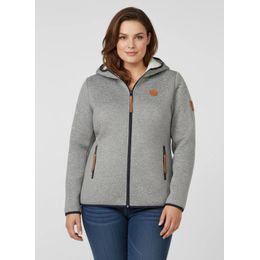 sheego Gro&szlig;e Gr&ouml;&szlig;en Strickfleece-Jacke mit Teddyfleece-Futter, steingrau-wei&szlig;-meliert, Gr&ouml;&szlig;e 52 - Damen