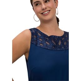 sheego Gro&szlig;e Gr&ouml;&szlig;en Cocktailkleid mit drapierten Volants, blau, Gr&ouml;&szlig;e 44 - Damen