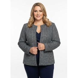sheego Gro&szlig;e Gr&ouml;&szlig;en Boucl&eacute;-Blazer mit Effektgarn, marine-meliert, Gr&ouml;&szlig;e 54 - Damen