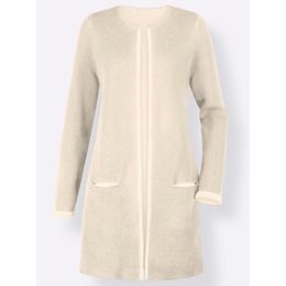 sheego Gro&szlig;e Gr&ouml;&szlig;en Strickjacke mit fixiertem &Auml;rmelaufschlag, beige-ecru, Gr&ouml;&szlig;e 48 - Damen