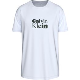 T-Shirt Calvin Klein "SS 30S EU Calvin Klein BOLD GRAP", Herren, Gr. XL, wei&szlig; (brilliant wei&szlig;), Web, Obermaterial: 100% Baumwolle, unifarben, regular fit normal, Rundhals, eingesetzt abgesteppte Kante, Shirts T-Shirt, Mit Rundhalsausschnitt, regular fit