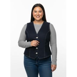 sheego Gro&szlig;e Gr&ouml;&szlig;en Jeansweste mit tailliertem Schnitt, dark blue, Gr&ouml;&szlig;e 46 - Damen