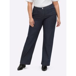 sheego Gro&szlig;e Gr&ouml;&szlig;en Jeans mit weitem Bein, dark blue, Gr&ouml;&szlig;e 48 - Damen