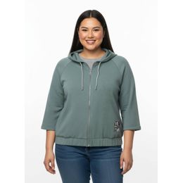 sheego Gro&szlig;e Gr&ouml;&szlig;en Shirtjacke mit Kapuze, jade, Gr&ouml;&szlig;e 48 - Damen