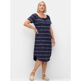 sheego Gro&szlig;e Gr&ouml;&szlig;en Jerseykleid mit Streifenmuster, tiefblau-gestreift, Gr&ouml;&szlig;e 58 - Damen