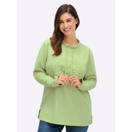 sheego Gro&szlig;e Gr&ouml;&szlig;en Sweatshirt mit gepr&auml;gten Herzen, pistazie, Gr&ouml;&szlig;e 54 - Damen