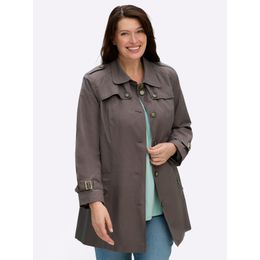 sheego Gro&szlig;e Gr&ouml;&szlig;en Kurzmantel in Trenchcoat-Optik, taupe, Gr&ouml;&szlig;e 44 - Damen