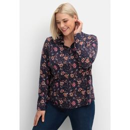 sheego Gro&szlig;e Gr&ouml;&szlig;en Print-Shirt mit Hemdkragen, marine-rosenquarz-bedruckt, Gr&ouml;&szlig;e 44 - Damen