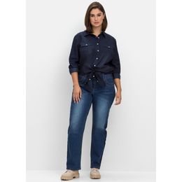 sheego Gro&szlig;e Gr&ouml;&szlig;en Jeansbluse mit Druckkn&ouml;pfen, dark blue denim, Gr&ouml;&szlig;e 54 - Damen