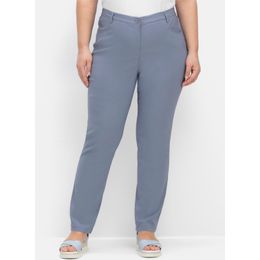 sheego Gro&szlig;e Gr&ouml;&szlig;en Bengalinhose mit Schmetterlings-Stickerei, taubenblau, Gr&ouml;&szlig;e 24 - Damen