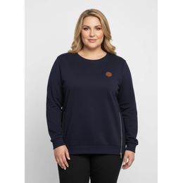 sheego Gro&szlig;e Gr&ouml;&szlig;en Sweatshirt mit Rippb&uuml;ndchen, marine, Gr&ouml;&szlig;e 52 - Damen