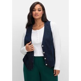 sheego Gro&szlig;e Gr&ouml;&szlig;en Jeansweste mit spitz zulaufendem Saum vorne, dark blue, Gr&ouml;&szlig;e 56 - Damen