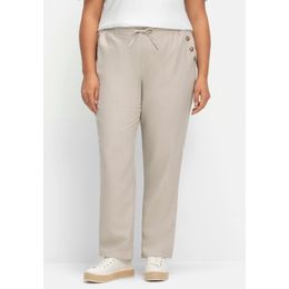 sheego Gro&szlig;e Gr&ouml;&szlig;en Hose in Leinen-Optik, beige, Gr&ouml;&szlig;e 25 - Damen