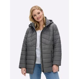sheego Gro&szlig;e Gr&ouml;&szlig;en Steppjacke mit abnehmbarer Kapuze, anthrazit, Gr&ouml;&szlig;e 56 - Damen