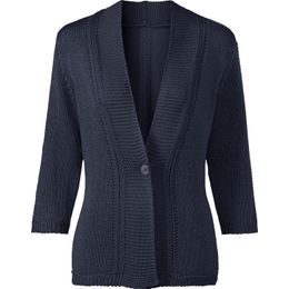 CR&Eacute;ATION L Damen Strickjacke in pflegeleichtem B&auml;ndchengarn marine Gr&ouml;&szlig;e 38