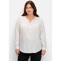 sheego Gro&szlig;e Gr&ouml;&szlig;en Schlupf-Bluse mit Minimal-Muster, wei&szlig;-marine-bedruckt, Gr&ouml;&szlig;e 46 - Damen