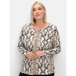 sheego Gro&szlig;e Gr&ouml;&szlig;en Shirt mit Schlangen-Muster, schwarz-beige-bedruckt, Gr&ouml;&szlig;e 54 - Damen