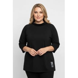 sheego Gro&szlig;e Gr&ouml;&szlig;en 3/4-Arm-Shirt mit halsfernem Rollkragen, schwarz, Gr&ouml;&szlig;e 54 - Damen