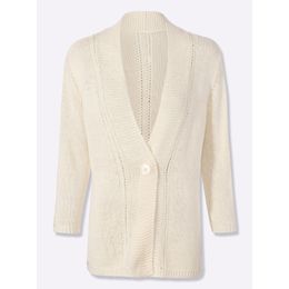 sheego Gro&szlig;e Gr&ouml;&szlig;en Strickjacke in pflegeleichtem B&auml;ndchengarn, champagner, Gr&ouml;&szlig;e 48 - Damen