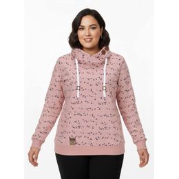 sheego Gro&szlig;e Gr&ouml;&szlig;en Sweatshirt mit Zierkn&ouml;pfen, rosenquarz-marine-bedruckt, Gr&ouml;&szlig;e 52 - Damen