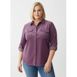 sheego Gro&szlig;e Gr&ouml;&szlig;en Langarm-Bluse aus Cord, violett, Gr&ouml;&szlig;e 54 - Damen