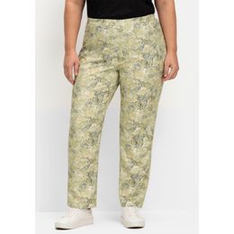sheego Gro&szlig;e Gr&ouml;&szlig;en Druckhose mit Paisley-Muster, lindgr&uuml;n-zitrone-bedruckt, Gr&ouml;&szlig;e 48 - Damen