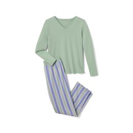 Tchibo - Pyjama - Damen - Gr. XXL - hellgr&uuml;n/gestreift