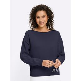 Heine Witt Damen Baumwollpullover mit Seitenschlitzen, marine, Gr&ouml;&szlig;e 34