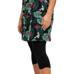 sheego Damen Shirt und Leggings im Set, schwarz-gemustert, Gr&ouml;&szlig;e 54