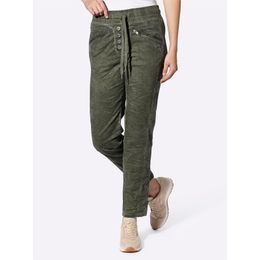 Heine Witt Damen Schlupfhose aus Crinkle-Ware, khaki, Gr&ouml;&szlig;e 46