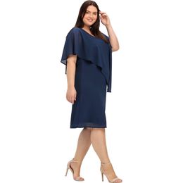 sheego Damen Cocktailkleid aus Chiffon, marine, Gr&ouml;&szlig;e 54