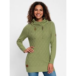WITT Damen Rollkragenpullover mit Rauten-Strickmuster, schilf, Gr&ouml;&szlig;e 36