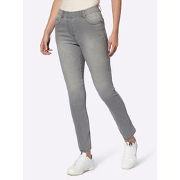 Heine Damen Schlupfjeans, Grau, Gr. 46, Basic Hosen & Jeans, Material: Baumwolle