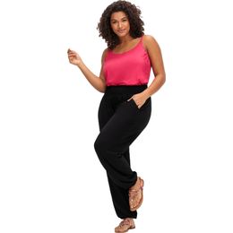 sheego Damen Jerseyhose mit Saum-Gummib&uuml;ndchen, schwarz, Gr&ouml;&szlig;e 50