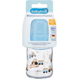 Babyflasche aus Glas Weithals, 120ml, blau babylove