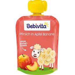 Quetschie Kinderspass Pfirsich in Apfel Banane ab 1 Jahr (4x90 g) Bebivita
