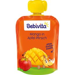 Quetschie Kinderspass Mango in Apfel Pfirsich ab 1 Jahr (4x90 g) Bebivita