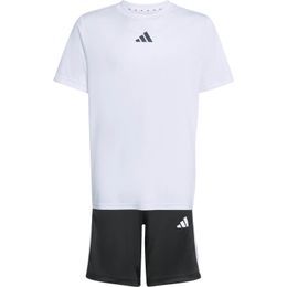 Adidas TRAIN ESSENTIALS 3 STRIPES Trainingsanzug Jungen - Gr&ouml;&szlig;e 128 - wei&szlig;