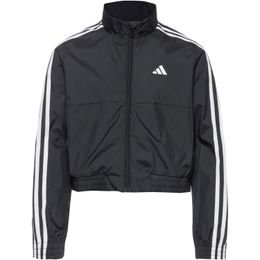 Adidas TRAIN ESSENTIALS 3 STRIPES Kurzjacke M&auml;dchen - Gr&ouml;&szlig;e 164 - schwarz
