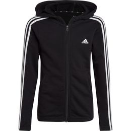 Adidas 3 STRIPES Sweatjacke M&auml;dchen - Gr&ouml;&szlig;e 128 - schwarz