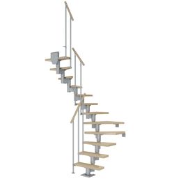 Dolle Mittelholmtreppe 'Dublin' ahornfarbend/perlgrau 1/2 gewendelt, Einzelstabgel&auml;nder 11 Stufen
