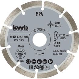 kwb Diamant-Trennscheibe mit Segmentrand f&uuml;r Trockenschliff &Oslash; 125 x 1,2 mm