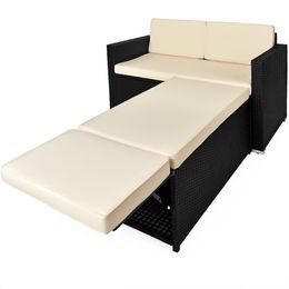 Deuba Polyrattan Bank Schwarz/Creme mit Stauraum