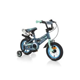Byox Kinderfahrrad 12 Zoll Prince, sportliches Design, St&uuml;tzr&auml;der, Kettenschutz grau blau
