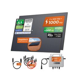 Solarway&reg; 1000Wp / 800W Balkonkraftwerk komplett Steckdose - neuester EcoFlow Stream 800 Watt Wechselrichter - Solaranlage Komplettset - 500W bifaziale black Solarmodule & EcoFlow & Zubeh&ouml;r
